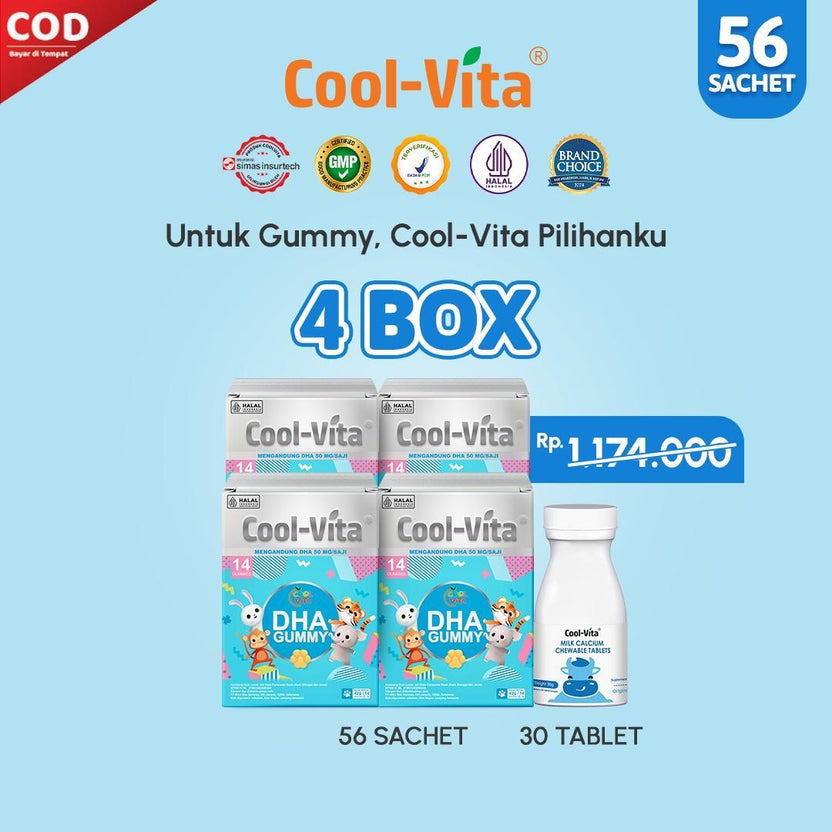 4 Box DHA Gummy + 1 Botol isi 30 Tablet – Cool-Vita DTC